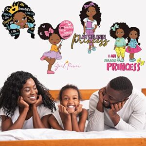 4 Pieces Black Girl Inspirational Quote Wall Decal Motivational Saying African American Sticker Positive Black Girl Stickers Little Girl Decals for Bedroom Girl Power Wall Decal for Nursery Decor