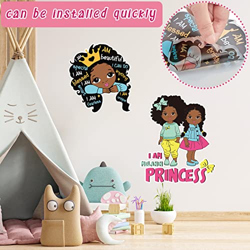 4 Pieces Black Girl Inspirational Quote Wall Decal Motivational Saying African American Sticker Positive Black Girl Stickers Little Girl Decals for Bedroom Girl Power Wall Decal for Nursery Decor