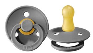 bibs pacifiers | natural rubber baby pacifier | set of 2 bpa-free soothers | made in denmark | smoke | size 6-18 months