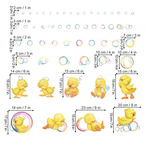 wondever Yellow Ducks Wall Stickers Bubble Peel and Stick Wall Art Decals for Kids Bathroom Baby Nursery Bedroom