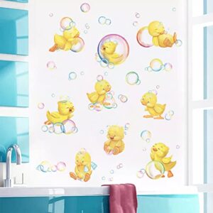 wondever Yellow Ducks Wall Stickers Bubble Peel and Stick Wall Art Decals for Kids Bathroom Baby Nursery Bedroom