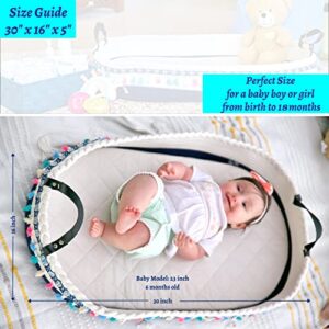 Baby Changing Basket, Moses Diaper Basket, Moses Basket for Babies, Changing Table Topper for Dresser with Thick Foam Pad & Waterproof Cotton Cover by MIRACLE SKY