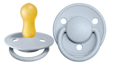 BIBS Pacifiers - De Lux Collection | BPA-Free Baby Pacifier | Made in Denmark | Set of 2 Baby Blue Color Premium Soothers | Size 6-18 Months