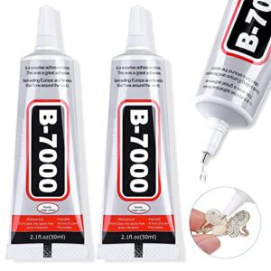 b-7000 super adhesive glue, industrial strength b7000 glues paste for rhinestones crafts, clothes shoes, fabric, jewelry making, cell phones, tablet, wood, rubber, leather (2x50 ml/2.1 oz)