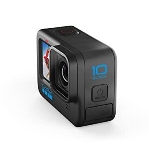 GoPro HERO10 Black - Waterproof Action Camera with Front LCD and Touch Rear Screens, 5.3K60 Ultra HD Video, 23MP Photos, 1080p Live Streaming, Webcam, Stabilization (Renewed)