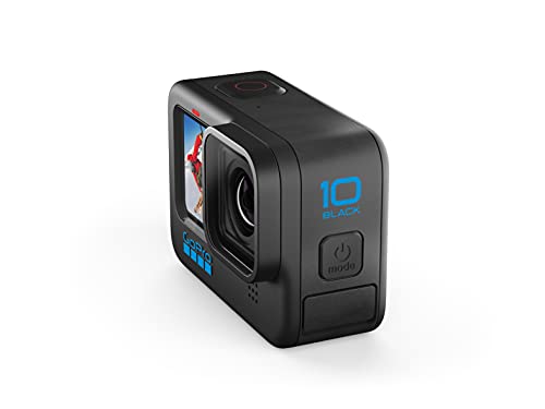 GoPro HERO10 Black - Waterproof Action Camera with Front LCD and Touch Rear Screens, 5.3K60 Ultra HD Video, 23MP Photos, 1080p Live Streaming, Webcam, Stabilization (Renewed)