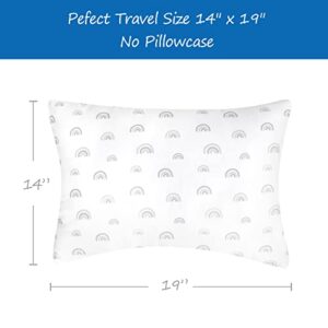 Toddler Pillow Small Baby Pillows for Sleeping Great Neck Support, Perfect Boho Kids Pillow 14" x 19" for Child Travel, Toddler Cot Bed, Boys Gilrs, No Pillowcase Needed, Rainbow Print