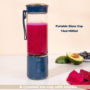 TIKBABA Personal size Blender for Smoothies and Shakes, Portable Bottle with a strap for On the Go(Dark Blue)