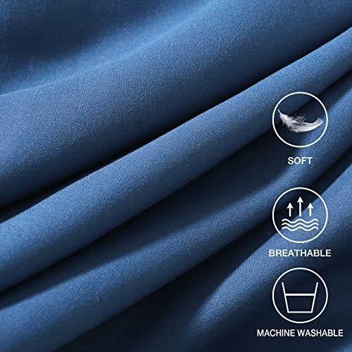 POSENPRO 2 Pack Microfiber Fitted Crib Sheets for Baby Boys Girls, Cozy & Soft Solid Color Toddler Bed Sheets for Standard Crib and Toddler Mattresses, 28"x52"x8", Navy Blue & Stone Blue