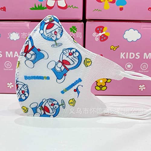 NA Children's 3D Three-Dimensional mask 1-12-year-old Children's Three-Layer Ventilation, Including 10 melt Blown Color Bags and 50 Color Boxes Doraemon