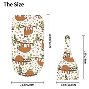 Cute Sloth Newborn Swaddle Blanket and Hat Set Boy Girl, Soft Stretchy Baby Receiving Blanket Sleep Sack for Infants Gift