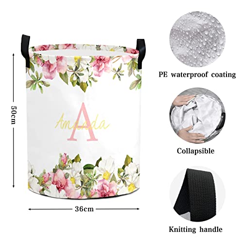 Personalized Baby Laundry Basket Custom Nursery Hamper with Names for Girl Foldable Storage Organizer with Handle