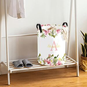 Personalized Baby Laundry Basket Custom Nursery Hamper with Names for Girl Foldable Storage Organizer with Handle