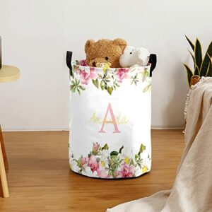 Personalized Baby Laundry Basket Custom Nursery Hamper with Names for Girl Foldable Storage Organizer with Handle