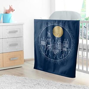 Harry Potter Soft Fleece Baby Blanket for Infant Toddler, All Season Cozy Crib Throw 30"x40" Hogwarts Full Moon Line Art