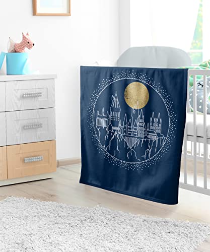 Harry Potter Soft Fleece Baby Blanket for Infant Toddler, All Season Cozy Crib Throw 30"x40" Hogwarts Full Moon Line Art