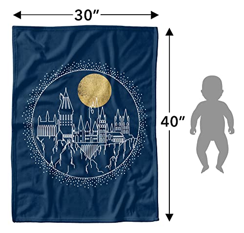 Harry Potter Soft Fleece Baby Blanket for Infant Toddler, All Season Cozy Crib Throw 30"x40" Hogwarts Full Moon Line Art