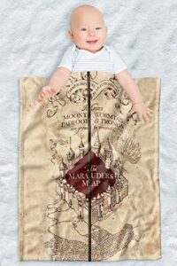 harry potter soft fleece baby blanket for infant toddler, all season cozy crib throw 30"x40" folded map