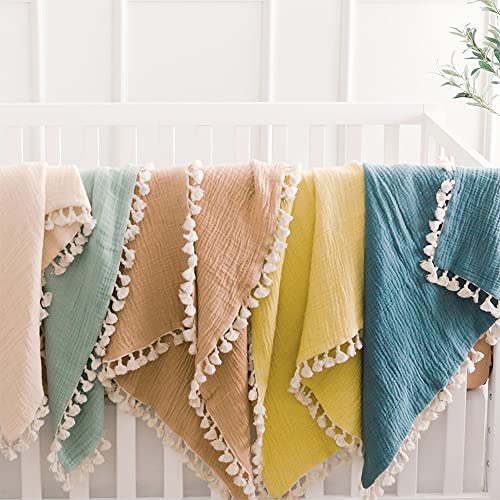 Crane Baby Muslin Swaddle Blanket, Soft Cotton Lightweight Nursery and Stroller Blanket for Baby Boys & Girls, Copper, 30" x 40"