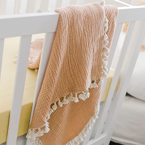 Crane Baby Muslin Swaddle Blanket, Soft Cotton Lightweight Nursery and Stroller Blanket for Baby Boys & Girls, Copper, 30" x 40"