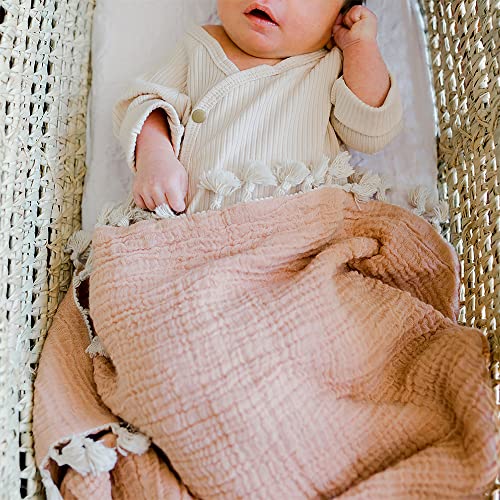 Crane Baby Muslin Swaddle Blanket, Soft Cotton Lightweight Nursery and Stroller Blanket for Baby Boys & Girls, Copper, 30" x 40"