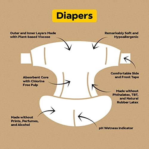 DYPER Viscose from Bamboo Baby Diapers Size 4 | Honest Ingredients | Cloth Alternative | Day & Overnight | Made with Plant-Based* Materials | Hypoallergenic for Sensitive Skin, Unscented