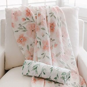 Crane Baby Soft Muslin Swaddle Wraps, Floral & Leaf for Boys and Girls, 2 Count, 47" x 47"