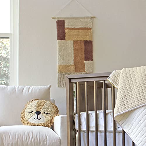 Crane Baby Safari Nursery Décor, Cotton Wall Hanging for Boys and Girls, Brown and Cream, 14" x 21"