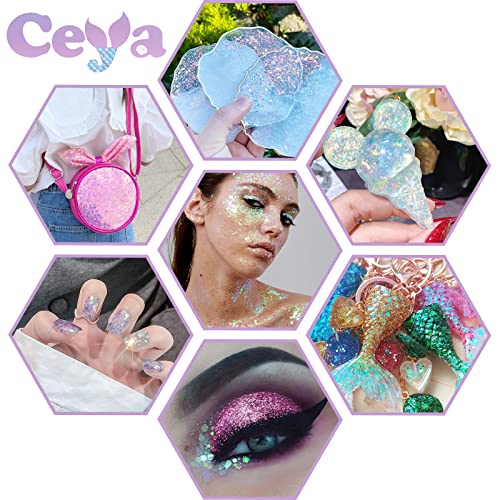 Ceya Chunky Glitter, 4.9oz/ 140g Lemon Yellow Craft Glitter Powder Mixed Fine Flakes Iridescent Nail Sequins for Nail Art, Hair, Epoxy Resin, Tumblers, Slime, Painting, Festival Decor