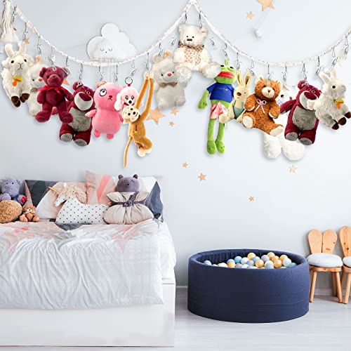 2 Pack Boho Toy Storage Chain Hanging Stuffed Animal Storage Chain with Clips, 79" Animal Toy Holder for Stuffed Animal Display Chain Macrame Wall Toy Storage Decor