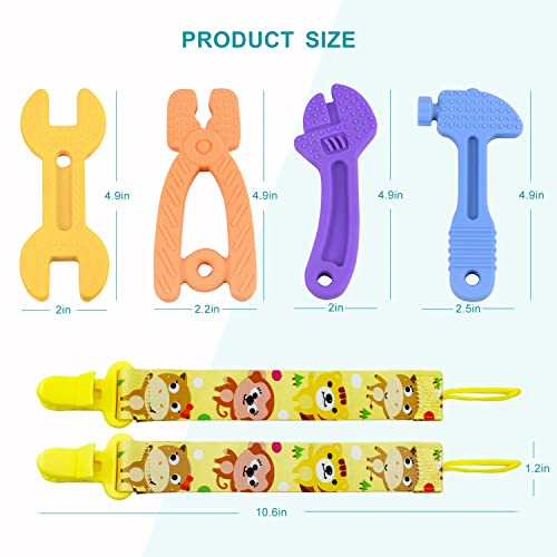 Teething Toys for Babies 0-6 Months 6-12 Months, Baby Teething Toys, Silicone Baby Teether Toys, Baby Chew Toys, Molar Teether, Hammer Wrench Spanner Pliers Shape Teething Toys for Boys Girls