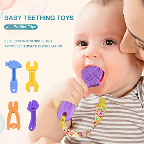 Teething Toys for Babies 0-6 Months 6-12 Months, Baby Teething Toys, Silicone Baby Teether Toys, Baby Chew Toys, Molar Teether, Hammer Wrench Spanner Pliers Shape Teething Toys for Boys Girls