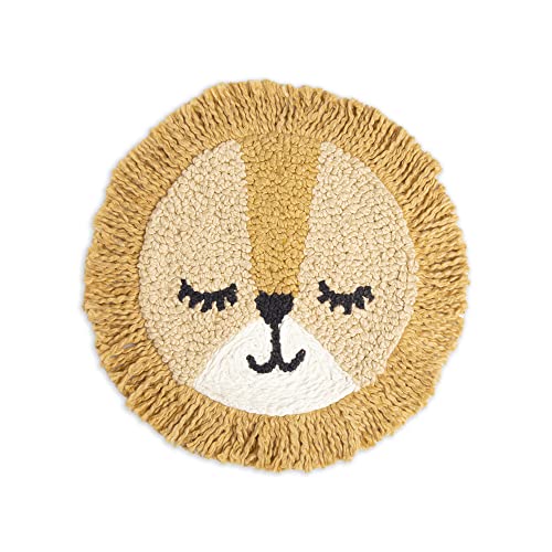 Crane Baby Pillow, Decorative Round Animal Pillow for Nursery and Toddler Rooms, Lion, 12" x 12"