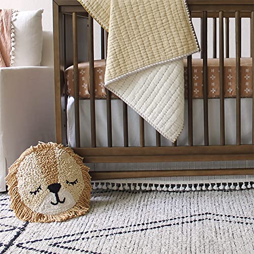 Crane Baby Pillow, Decorative Round Animal Pillow for Nursery and Toddler Rooms, Lion, 12" x 12"