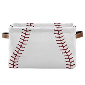 auuxva sports baseball print storage basket bins,cool baseball decorative baskets storage box collapsible storage cubes organizer with handles for nursery shelf closet office home bedroom, 1 pack