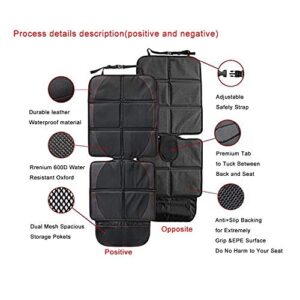 Car Seat Protector, 2 Pack Large Auto Car Seat Protectors for Child Car Seat, Thick Carseat Seat Protector with Organizer Pockets