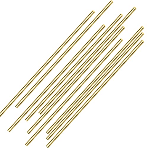 10 Pieces 12 inches 1/8 inch Brass Rods, Sutemribor Brass Solid Round Rod Lathe Bar Stock, 1/8 inch in Diameter, 12 inches in Length