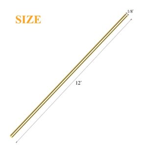 10 Pieces 12 inches 1/8 inch Brass Rods, Sutemribor Brass Solid Round Rod Lathe Bar Stock, 1/8 inch in Diameter, 12 inches in Length