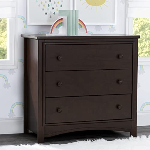 Delta Children Perry 3 Drawer Dresser with Changing Top, Greenguard Gold Certified, Walnut Espresso