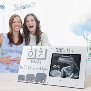 Sonogram Picture Frame, Ultrasound Photo Frame with Baby Countdown Weeks, Baby Announcement, Elephant Nursery Decor for Birth Information, Expecting Parents to be Unique Gifts for Pregnant Women