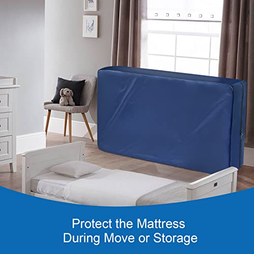 Crib Mattress Bag Waterproof Heavy Duty Crib Mattress Bag for Moving and Storage with Strong Zipper Reusable Crib Mattress Cover for Storage House Moving, Navy