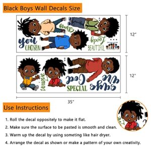 Yovkky Black Boys God Says You are Inspirational Wall Decals Stickers, Religious African American Positive Nursery Decor, Home Baby Kids Room Decorations Motivational Afro Bedroom Playroom Art Gift