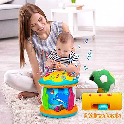 Baby Toys 6 to 12 Months 4 in 1 Musical Projector Rotating Tummy Time Learning Light Up Infant Baby Toys 0-3 3-6 9 12-18 Month Babies Toddlers 1 2 3 Year Old Boy Girl Kid Easter Gifts for Baby