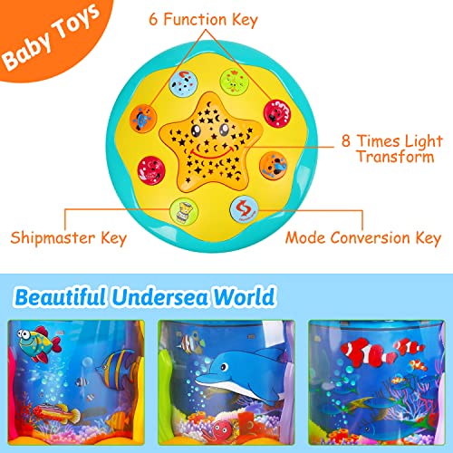 Baby Toys 6 to 12 Months 4 in 1 Musical Projector Rotating Tummy Time Learning Light Up Infant Baby Toys 0-3 3-6 9 12-18 Month Babies Toddlers 1 2 3 Year Old Boy Girl Kid Easter Gifts for Baby