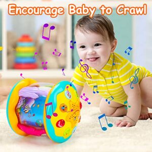 Baby Toys 6 to 12 Months 4 in 1 Musical Projector Rotating Tummy Time Learning Light Up Infant Baby Toys 0-3 3-6 9 12-18 Month Babies Toddlers 1 2 3 Year Old Boy Girl Kid Easter Gifts for Baby