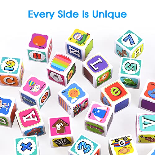 ABC Building Blocks for Toddlers 1-3,28pcs Plastic Baby Alphabet Letters Number Stacking Blocks, Preschool Learning Educational Montessori Sensory Toys Gifts for Kids Girls Boys