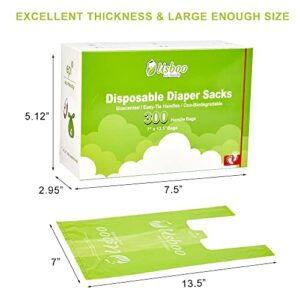 Baby Disposable Diaper Bags,300 Count Oxo-Biodegradable Diaper Sacks,Easy-Tie Handles,Diaper Disposal or Pet Waste Bags, Unscented