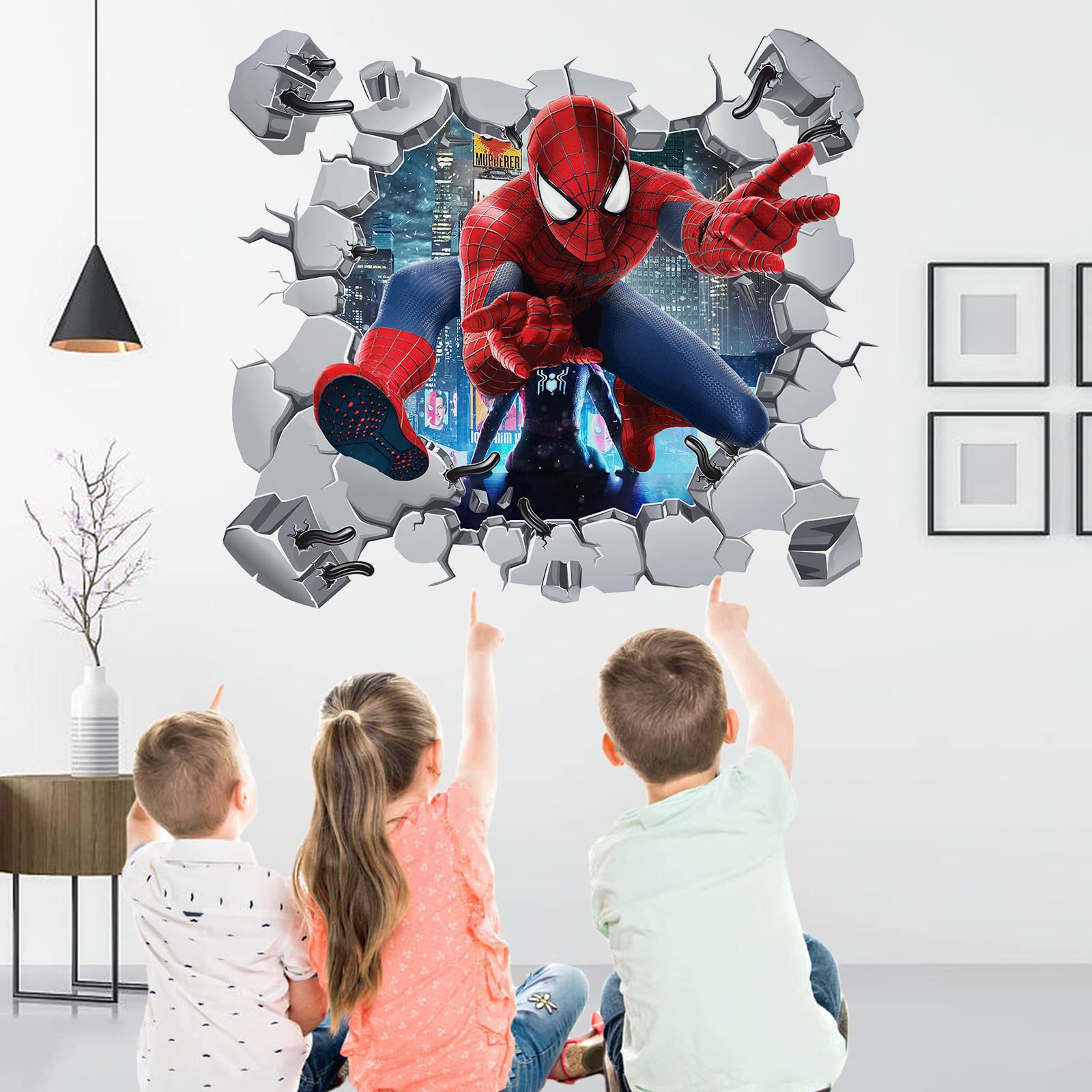 Karomenic Superhero Spider-Man Wall Decal Giant Stickers Spider-Man Children Themed Room Wall Sticker for Kid Room