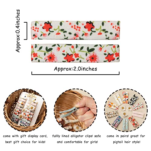 FANCY CLOUDS Hair Clips for Girls Women,Assorted 20Pcs Flower Fabric Fully Lined Alligator Clips Hair Accessories for Teens Girls Toddler Baby Kids