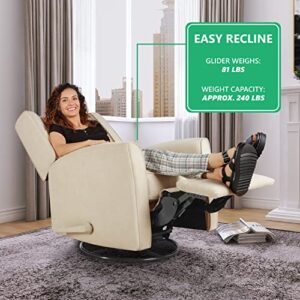 Evolur Linda Glider/Swivel Reclining Easy Assembly Chair, Shell